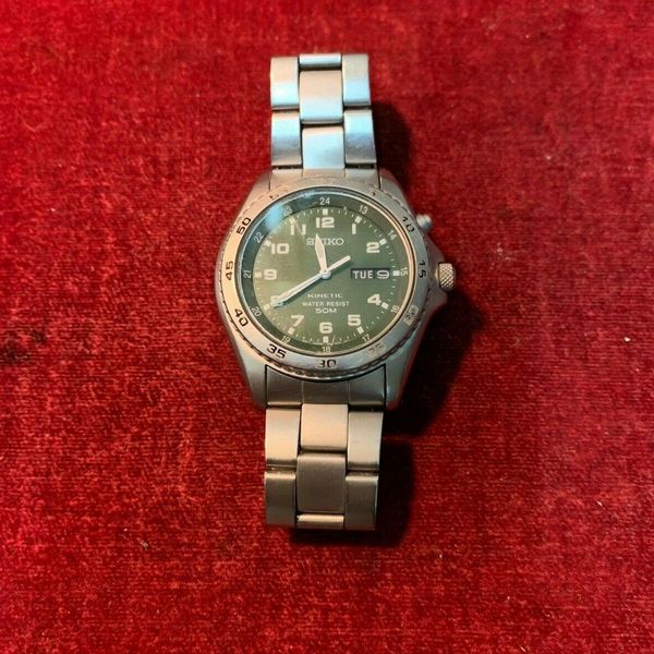 SEIKO KINETIC WATER RESIST 50M GENTS WRISTWATCH . 5M63 -OA78 HR 2 ...