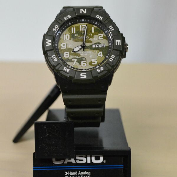 NEW Casio MRW220HCM-3BV, Analog Watch, Green Resin Band, Day/Date, 100 ...