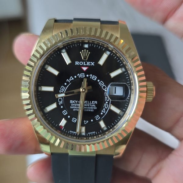 Pre Owned Rolex Oyster Sky-Dweller 326238 Black Dial Automatic Yellow ...