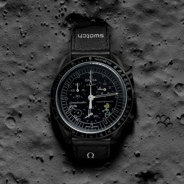 Omega x Swatch Snoopy Moonswatch Mission to the Moonphase Black Rare Mod | WatchCharts Marketplace