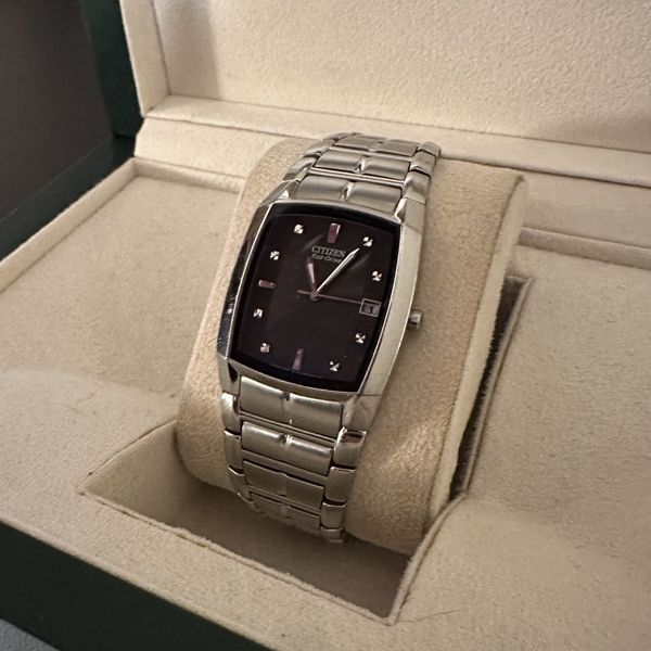 Men's Citizen Eco-Drive Square Dial- Black/Silver, 33mm, WR 30m, SOLAR ...