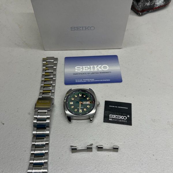 SEIKO SNKM97 Recraft Series Automatic Green Dial Stainless Steel Watch ...