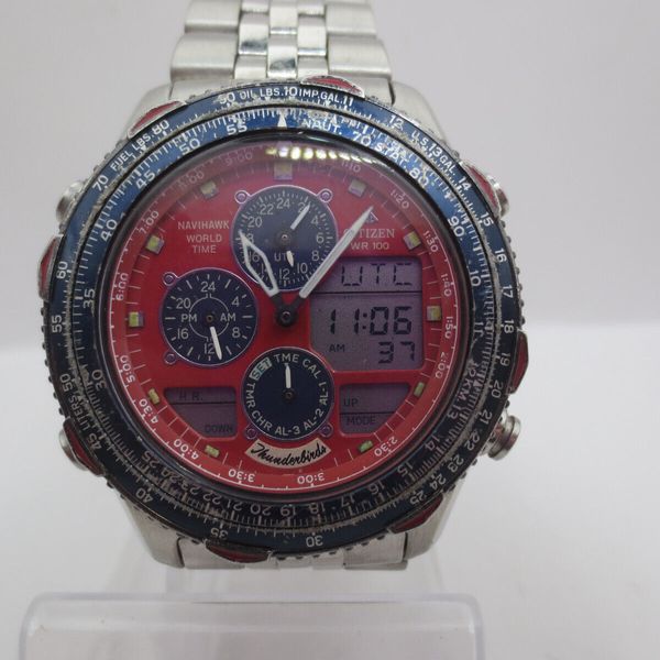 CITIZEN NAVIHAWK THUNDERBIRD WORLDTIME ALARM CHRONOGRAPH QUARTZ MENS ...