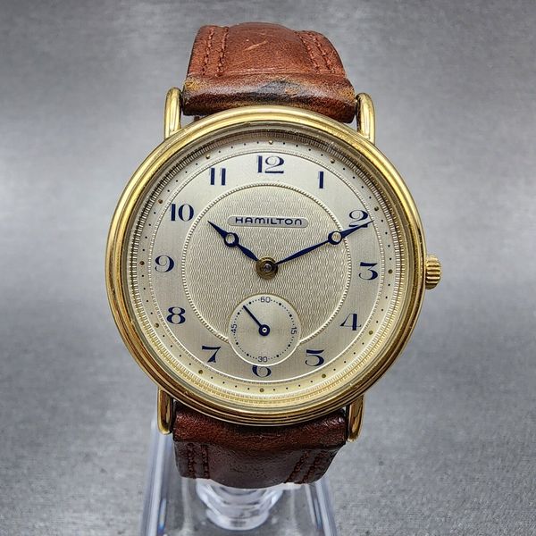 VTG Hamilton 6210 Watch Men 32mm Champagne Dial Gold Tone Small Seconds ...