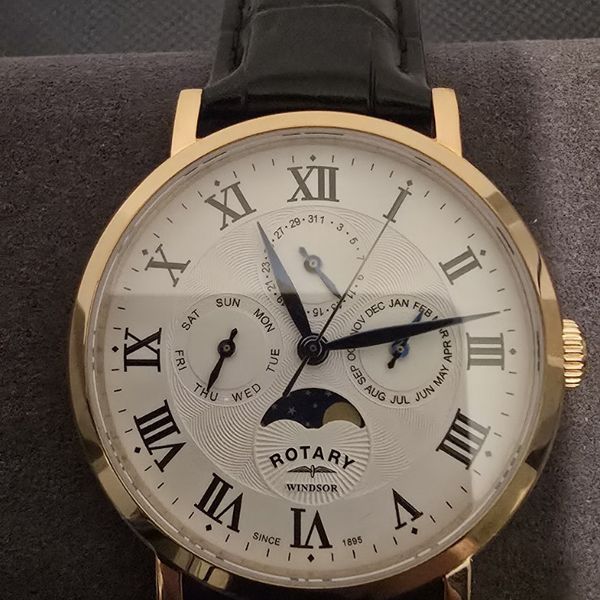Rotary Windsor Watch Moon Phase Sapphire Glass | WatchCharts Marketplace