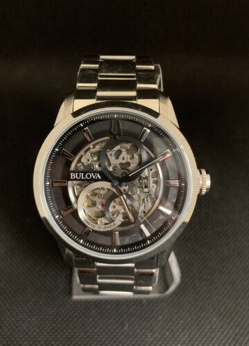Men's Bulova Sutton Automatic Skeleton Steel Watch 96A208 | WatchCharts ...