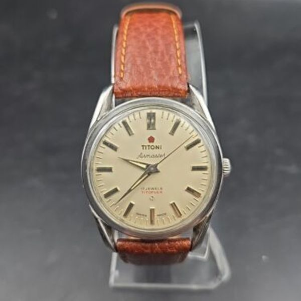 Vintage Swiss TITONI Airmaster Titoflex 17 Jewel Stainless Steel Mens ...