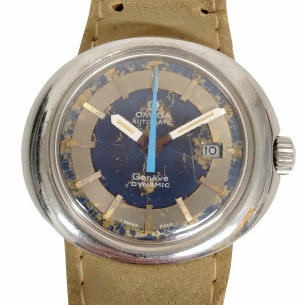 OMEGA Geneve Dynamic Day date Silver/Blue Dial Automatic Used F/S ...
