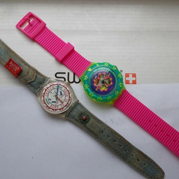 Lot of 2 Swatch-Watches >> Std Gent & Scuba TOP Vintage L@@K ...