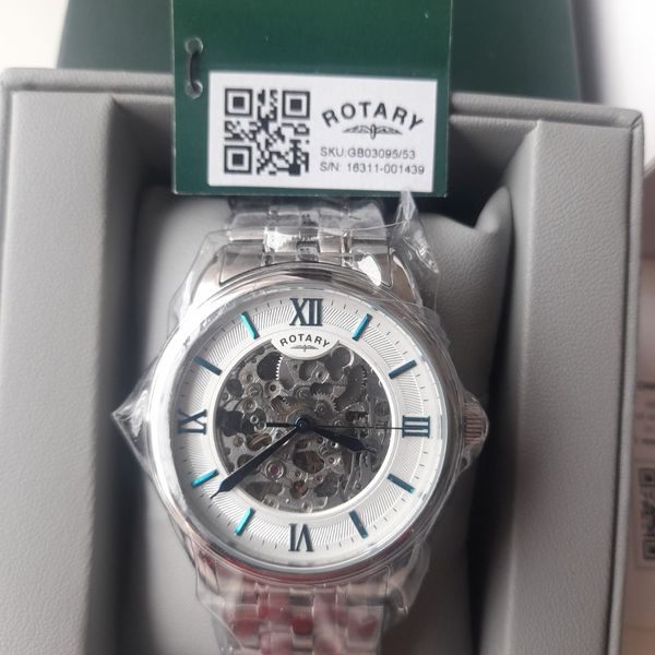 Rotary Menâ s Automatic Skeleton Stainless Steel Watch Working ...