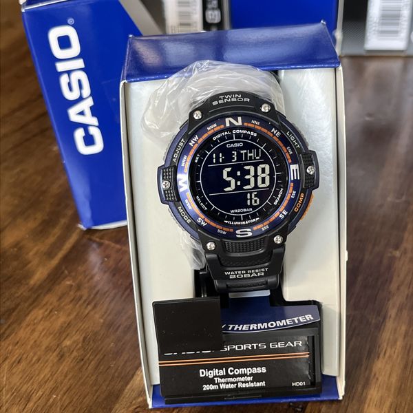 Casio Men's Twin Sensor Blue Digital Chronograph Watch - SGW100-1V MSRP ...