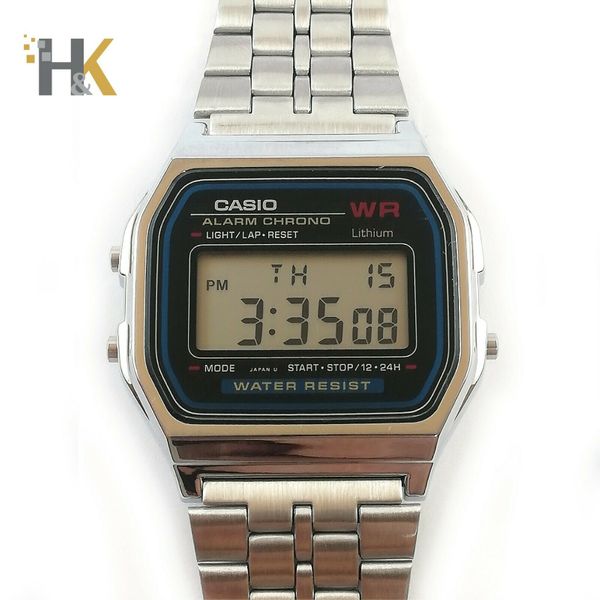 CASIO A159WA-N1DF (593) Retro Silver Steel Digital Quartz Japan Watch ...