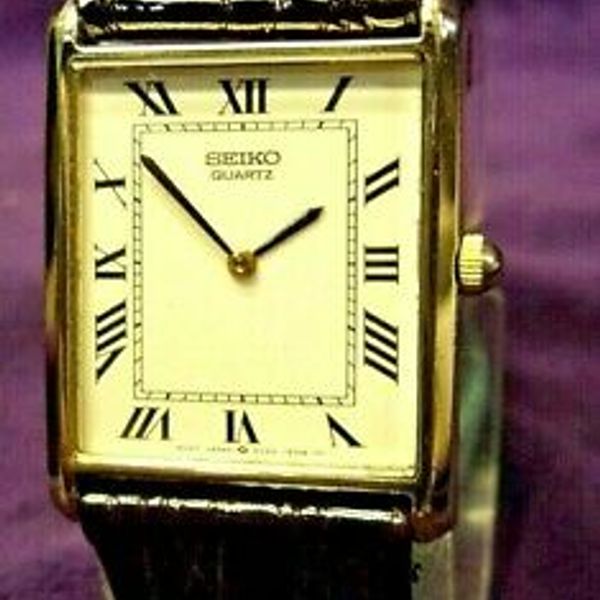SERVICED~Seiko 5Y30-5060 Mens Full Size Tank Rectangle Gold Plated Quartz Watch | WatchCharts ...