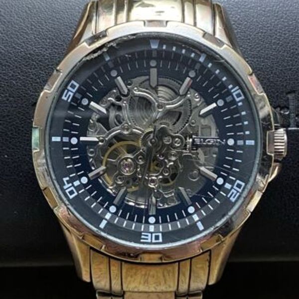 Elgin Skeleton Mechanical Automatic Watch (worn) Works Fine ...
