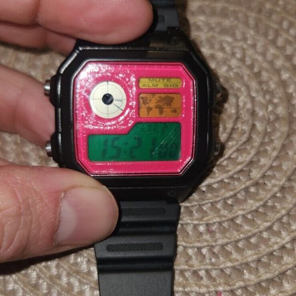 Multi Coloured Casio World Time Illuminator Royale AE-1200WHD Digital ...