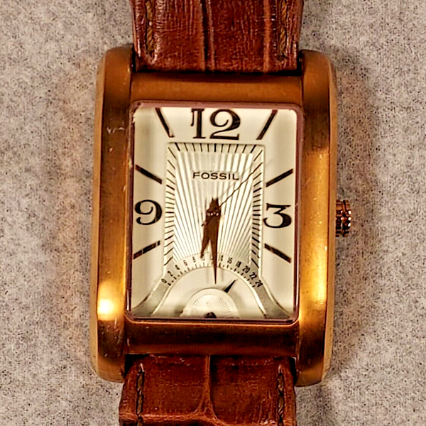 Fossil Arkitekt Menâ s Watch FS-4233 Bronze/Brown Bezel Rectangular New ...