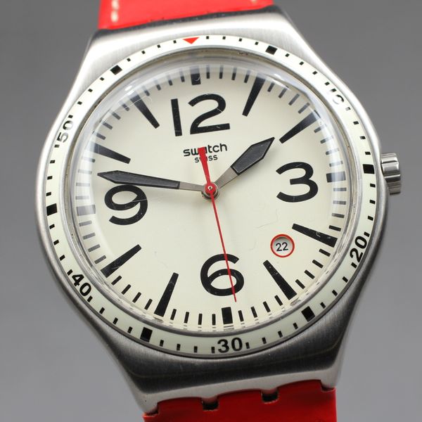 [Exc+5] Swatch YWS403 Caterhred Big Classic 41mm Quartz Men's Watch ...