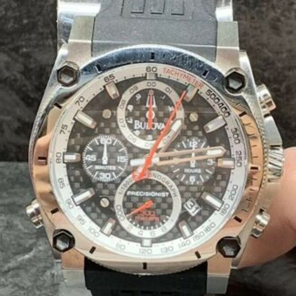 Bulova Precisionist C977745 Men's Round Chronograph Date Analog Silicon ...