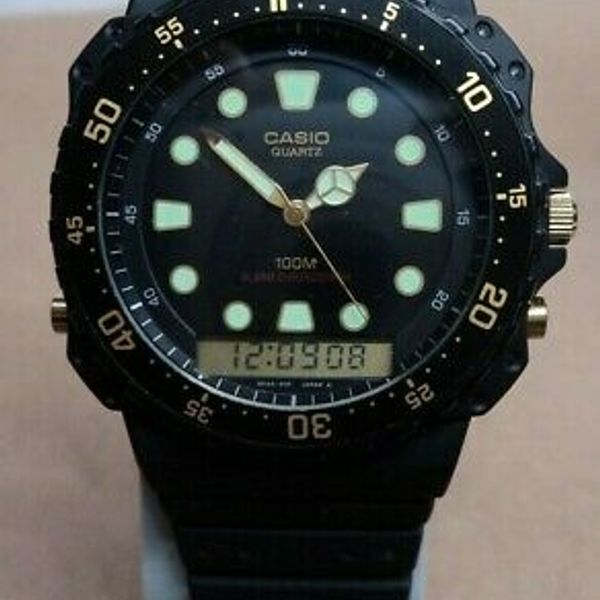 Pristine Mint in Box~Casio AQ-100WG 358 Ani-Digi Quartz Diver Alarm ...
