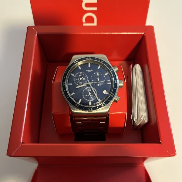 New Swiss Swatch Chrono IRONY AT NIGHT Steel Date Men Watch 43mm ...