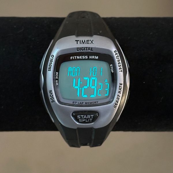 Timex Digital Sport Watch Indiglo Heart Rate Fitness HRM Black Gray 36 ...