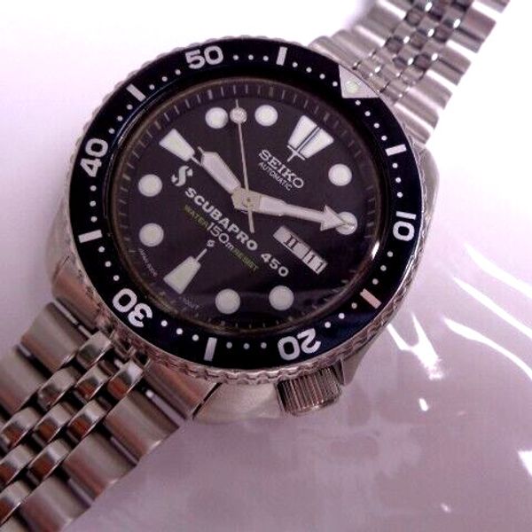 Seiko Diver Mens Watch Day/Date Automatic 6309-729A Black Scuba Dial Sn ...