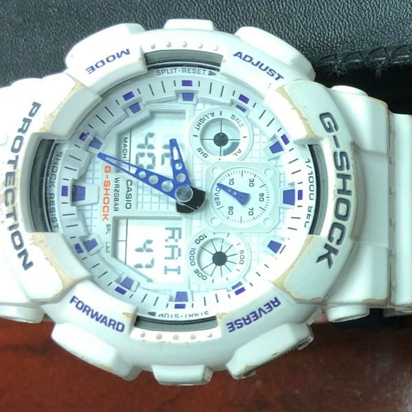 Casio G-SHOCK Module 5081 GA-100L White Face Men's Chronograph Watch ...
