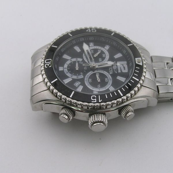 Invicta Chronograph Watch Black Dial w/Date & Band Model 0621 ...