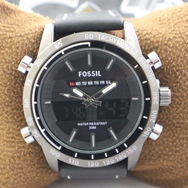 Fossil Men Tachymeter Black Dial Quartz Lather Band Working Men ...
