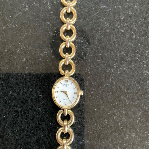 Rotary Ladies oval faced watch gold-tone attractive link bracelet ...