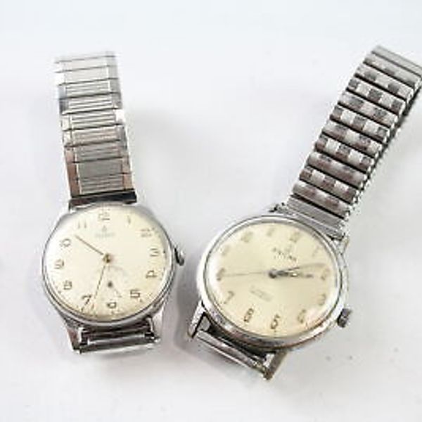 Mens Assorted Vintage Steel Watches Hand-Wind Enicar Roidor Working x 2 ...
