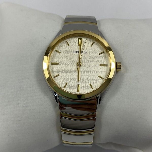 Seiko Essentials Quartz Two Tone Stainless Steel Ladies Watch SUR550 ...