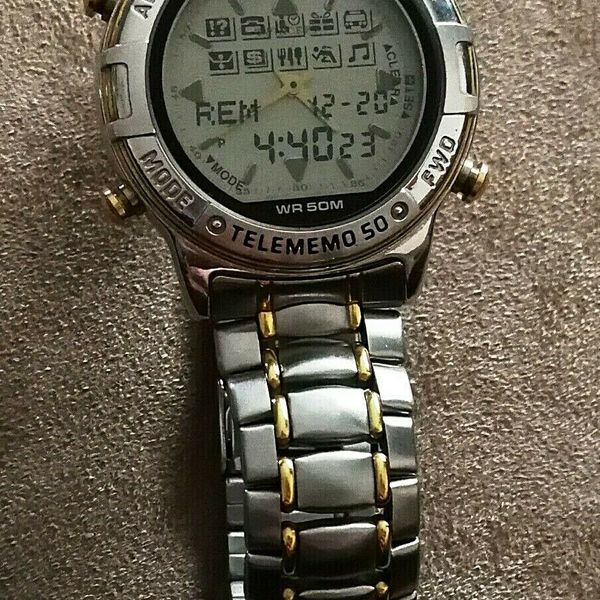 vintage casio abx-620 twincept telememo 50 databank lcd watch steel ...