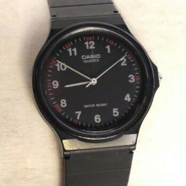 Casio Watch Classic 1330 Mo24 Analog Black Face Silve Acc Rubber Band ...