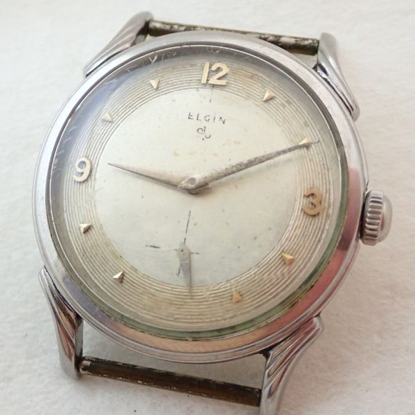 VINTAGE MENS ELGIN SHOCKMASTER STAINLESS STEEL WRISTWATCH WATCH ...