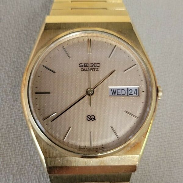 Vintage gold tone Seiko Quartz SQ Men's Watch Day Date #7123-7139 new Battery | WatchCharts ...