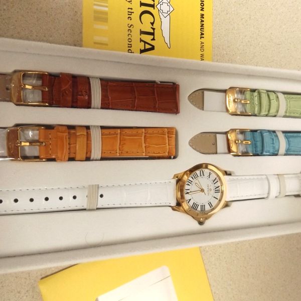 Invicta Special Edition Angel Watch Interchagable color leather straps ...