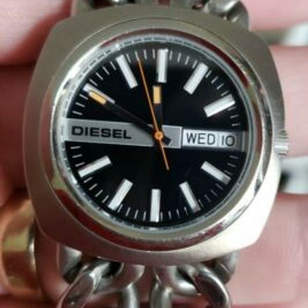 VINTAGE MENS DIESEL WATCH CHAIN BAND DAY DATE DZ2093 1990S SUPER NICE ...
