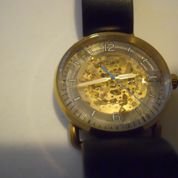 Fossil Automatic men's leather dress analog watch.mechanical & winding ...