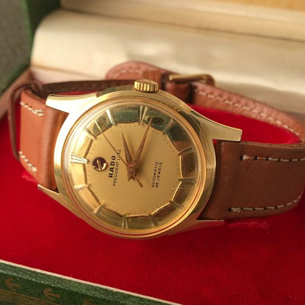 18K GOLD PLATED RADO PRESIDENT LUXE MENS AUTOMATIC WATCH MINT CONDITION ...