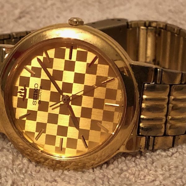 Men's Vintage Seiko Watch - RARE Checkered Dial / V701 1K10 ...