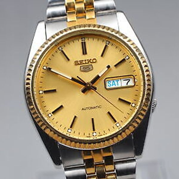 [N MINT] Seiko 5 7S26-3110 Gold Day Date Gold Automatic Men's Watch from JAPAN | WatchCharts ...