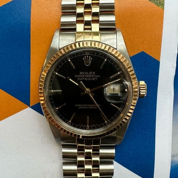 FS: Rolex DateJust Gold / Steel Black Dial 16013 | WatchCharts Marketplace