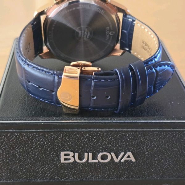 BULOVA 97B170 WILTON CLASSIC 46.5MM BLUE DIAL & STRAP CHRONOGRAPH MENS ...