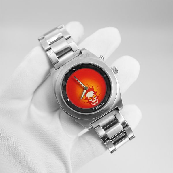 Super Rare Fossil Big Tic JR-8651 Men's Wrist Watch Skull flame Dial | WatchCharts Marketplace