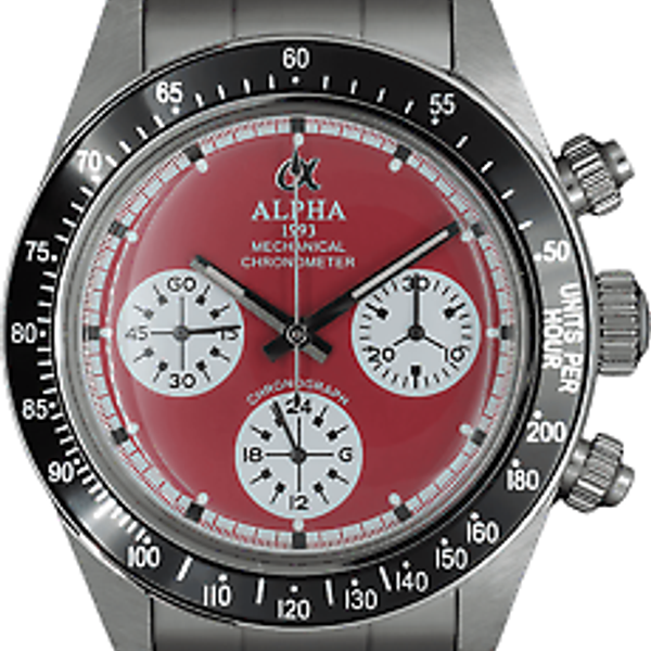 Alpha 1993 USA 831-RD-BK 39mm Red Mechanical Chronograph ST19 Paul ...