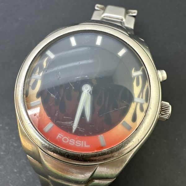 Fossil Big Tic Quartz Watch JR-8115 Men 50m Silver Animated Flame Working 7â | WatchCharts ...