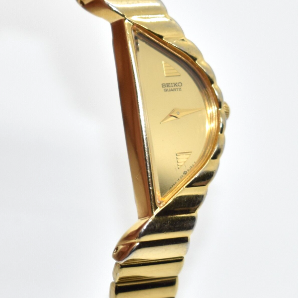 Vtg Seiko Half Moon Womens 1F20-5D59 Watch Quartz NEW BATTERY Gold Tone Dress | WatchCharts