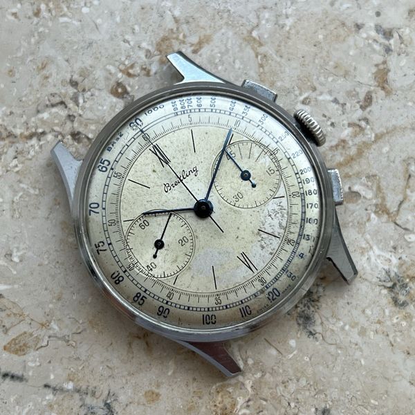 Breitling 760 Jumbo Chronograph Venus 175 Swiss Vintage Blued Hands ...