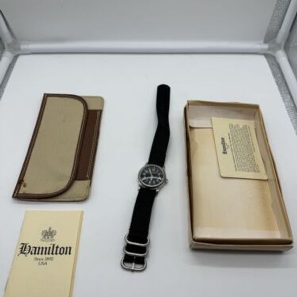 Hamilton Military Watch WWII Quartz Reference 9715 Black Dial With Box ...